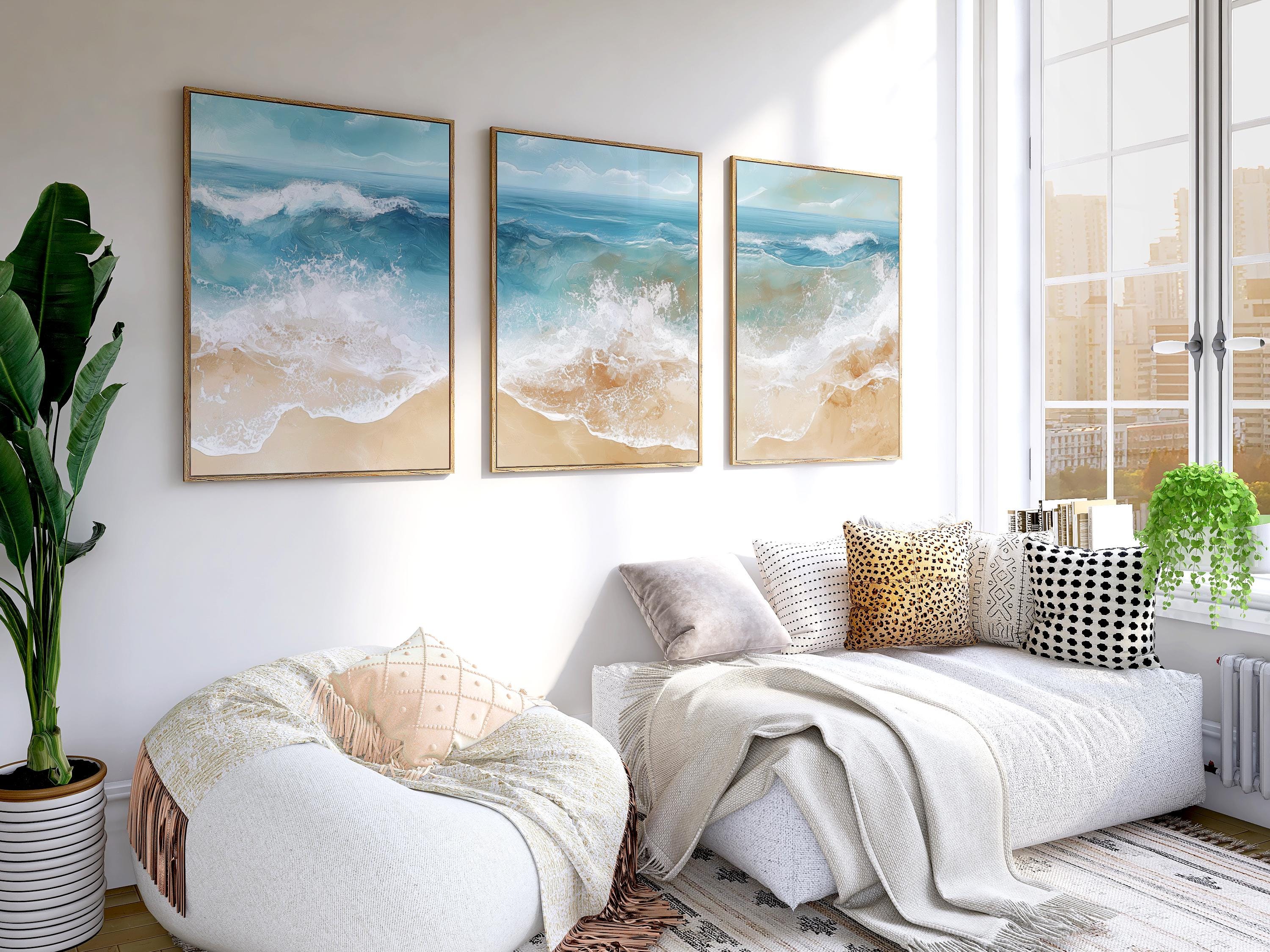 Coastal Wall Art Set: Abstract Ocean Wave Triptych Prints - Etsy