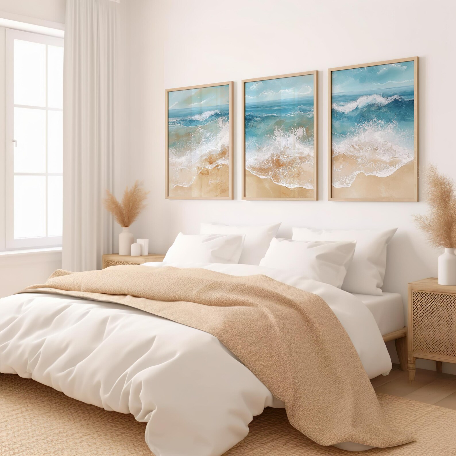 Coastal Wall Art Set: Abstract Ocean Wave Triptych Prints - Etsy