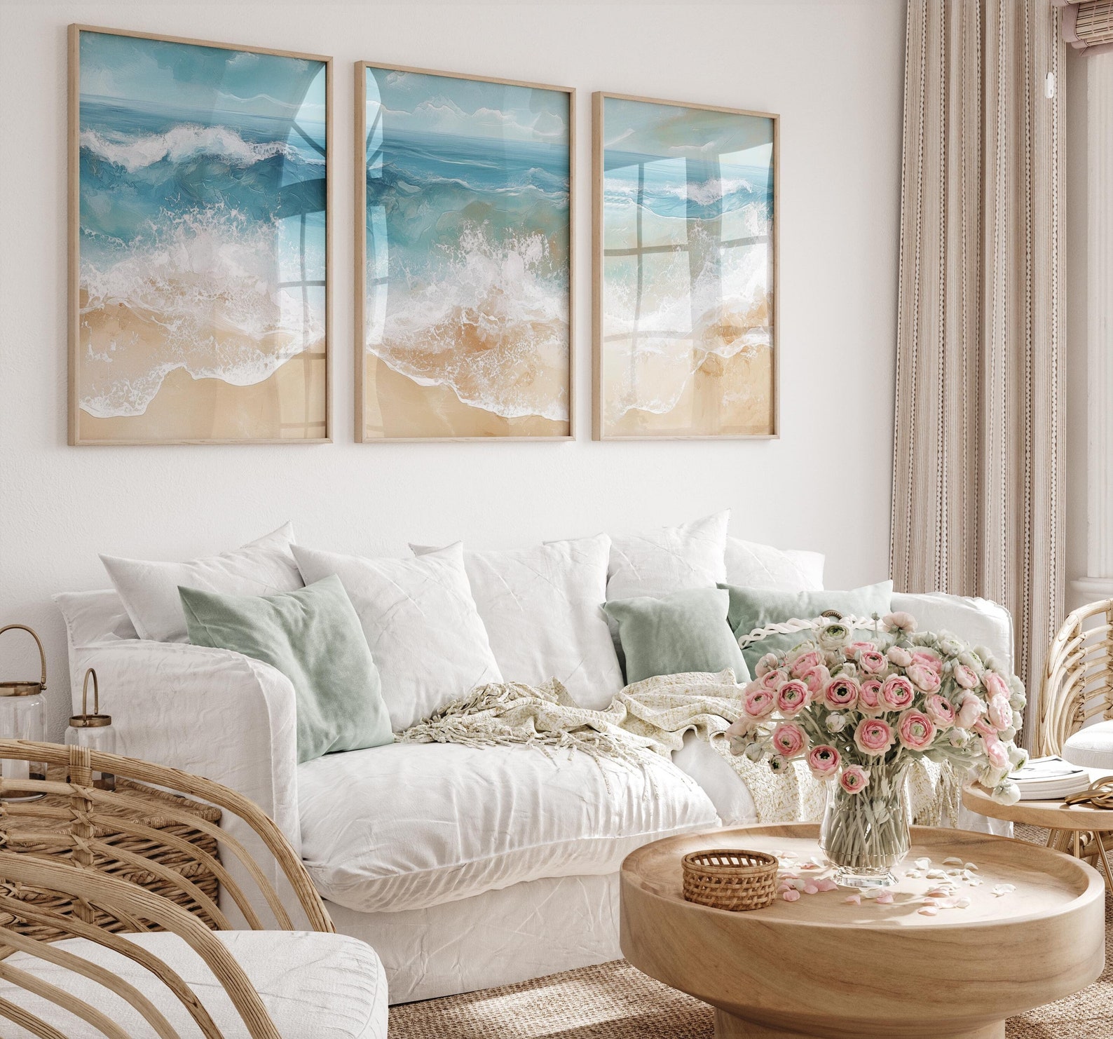 Coastal Wall Art Set: Abstract Ocean Wave Triptych Prints - Etsy