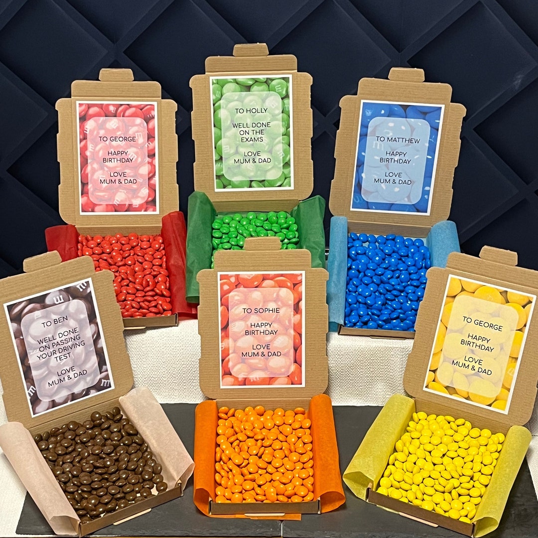 Letterbox Sweets Gift One Colour Chocolate M & M Gift Box Personalised ...
