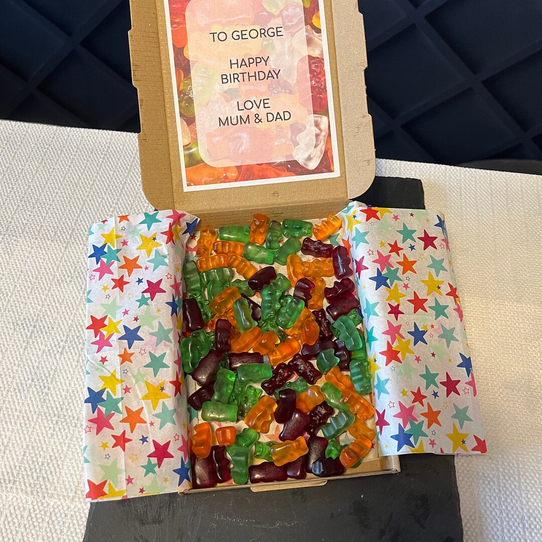 Letterbox Sweets Gift- Haribo Gold Bears Gift Box- Personalised - Etsy