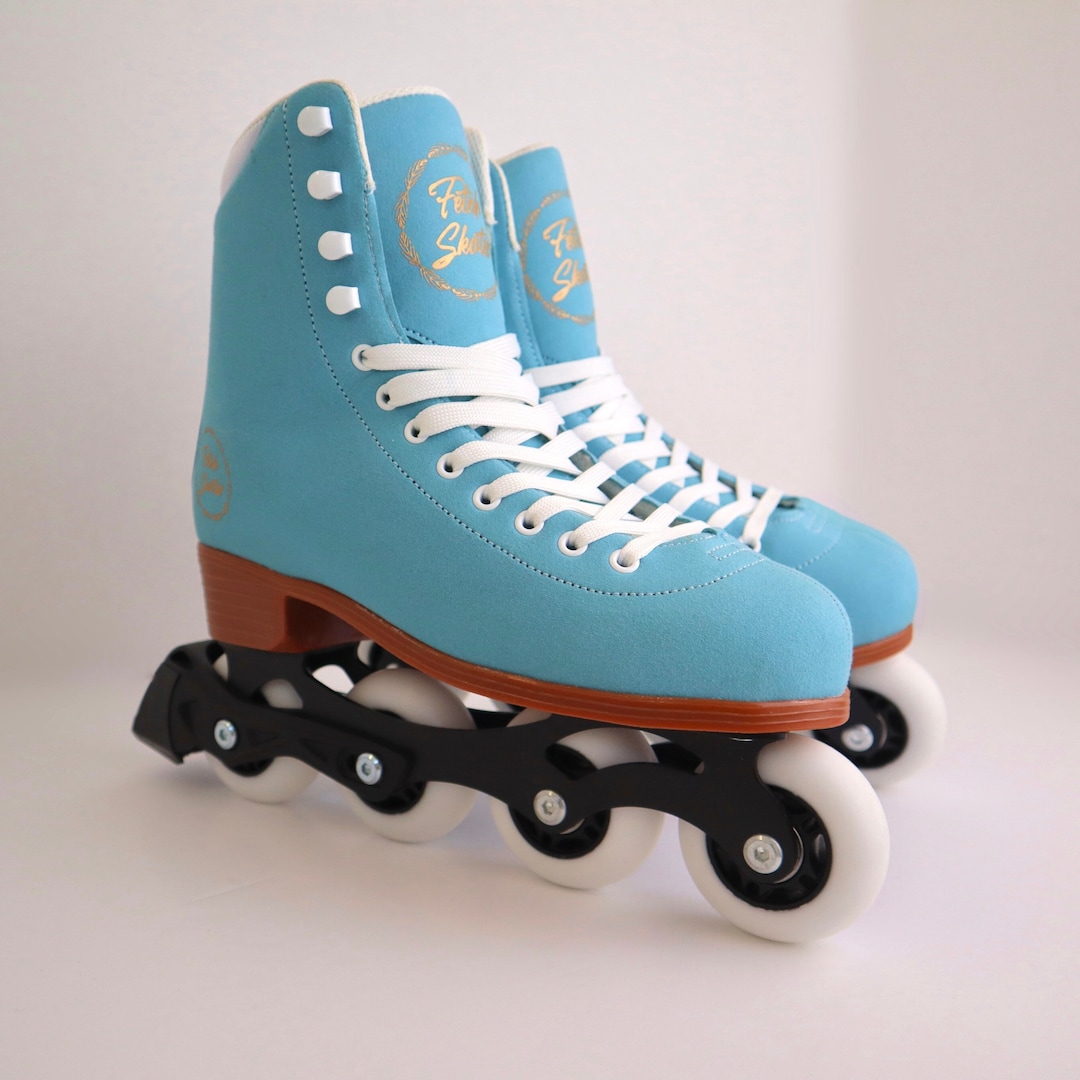 Blue In-line Roller Skates Stylish Womens Ladies Kids Girls Blades Gift ...