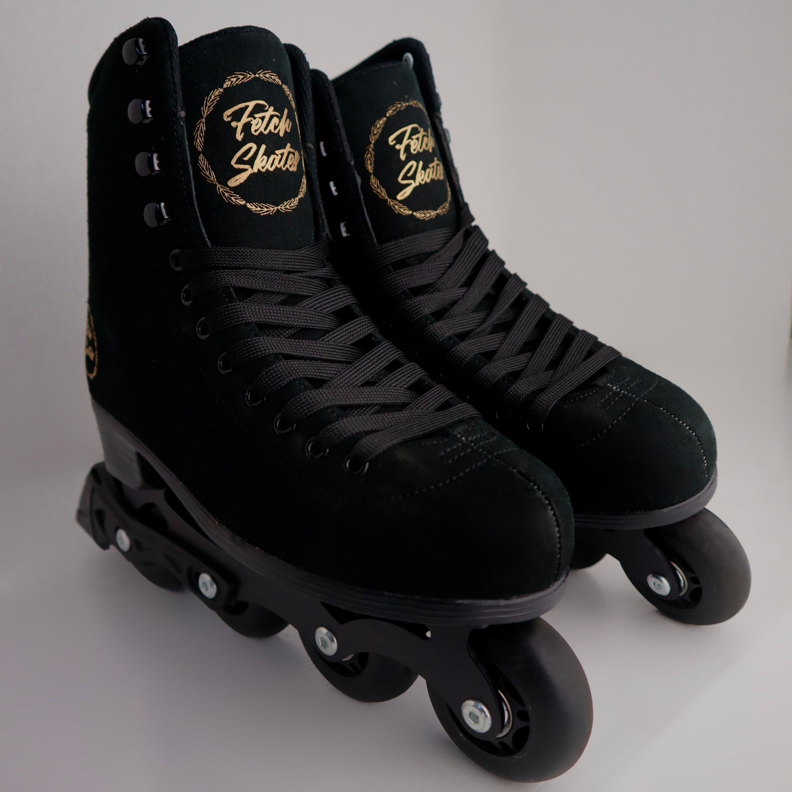 Black In-line Roller Skates Stylish Womens Ladies Kids Girls Blades ...