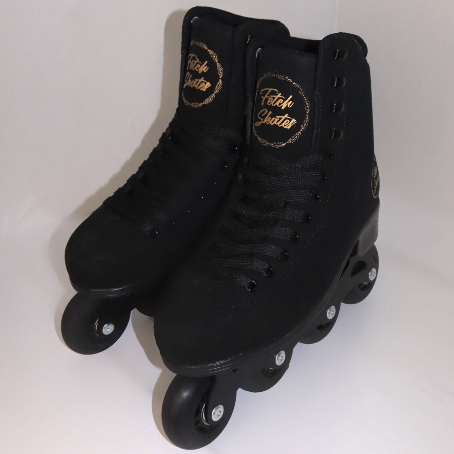 Black In-line Roller Skates Stylish Womens Ladies Kids Girls Blades ...