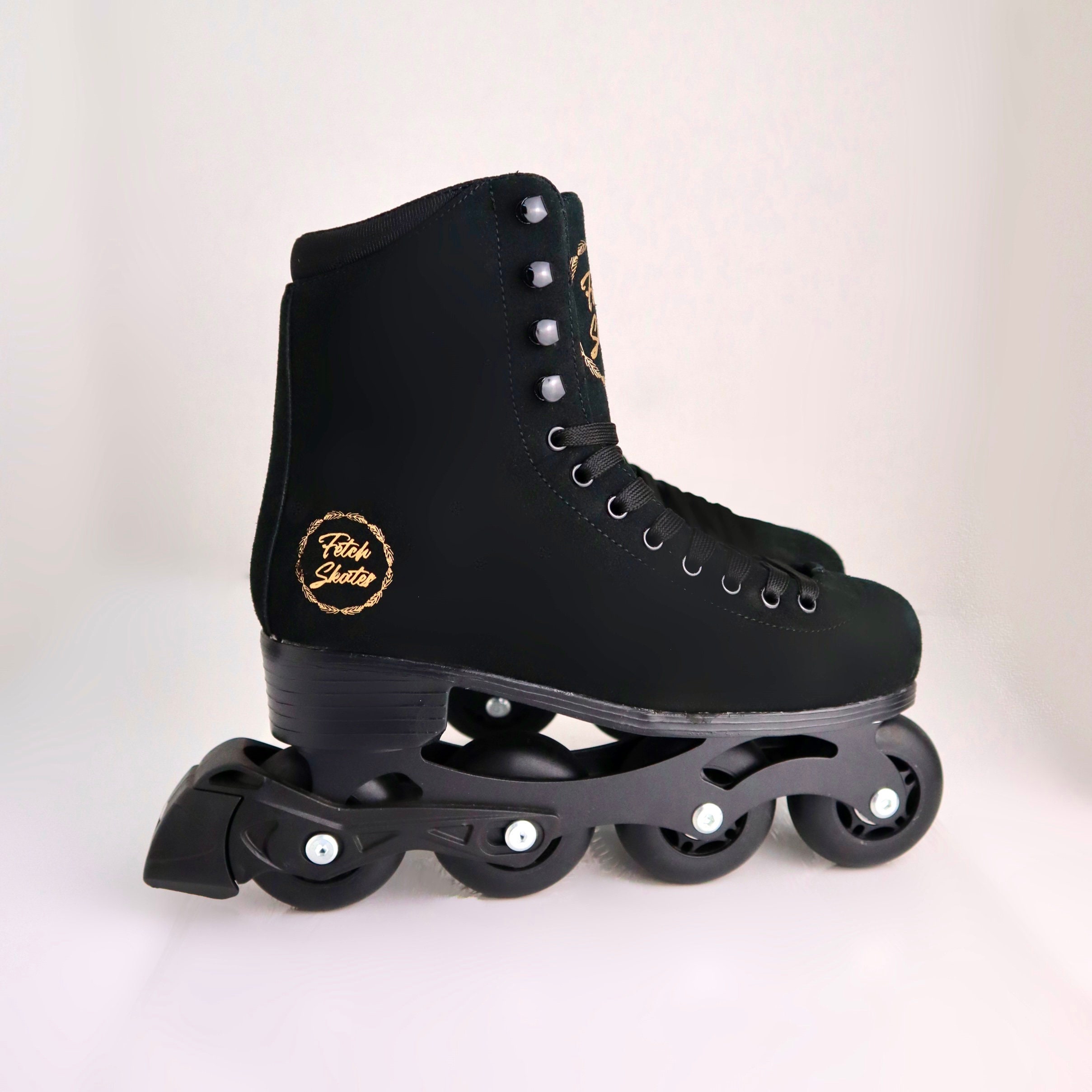 Black In-line Roller Skates Stylish Womens Ladies Kids Girls Blades ...