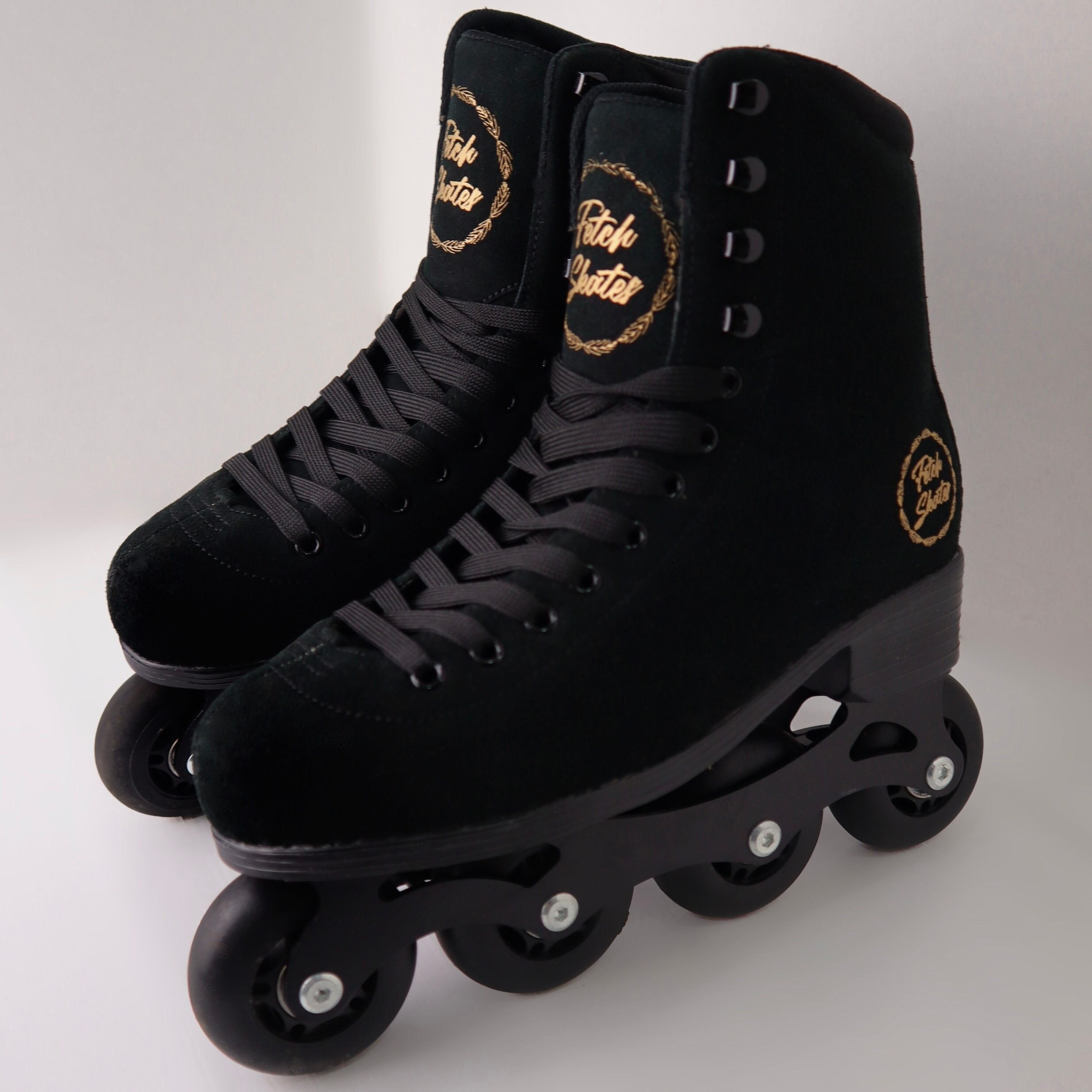 Black In-line Roller Skates Stylish Womens Ladies Kids Girls Blades ...