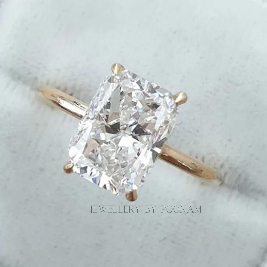 925 Silver CZ Diamond Ring, Rectangle Diamond Ring, CZ Diamond Silver ...