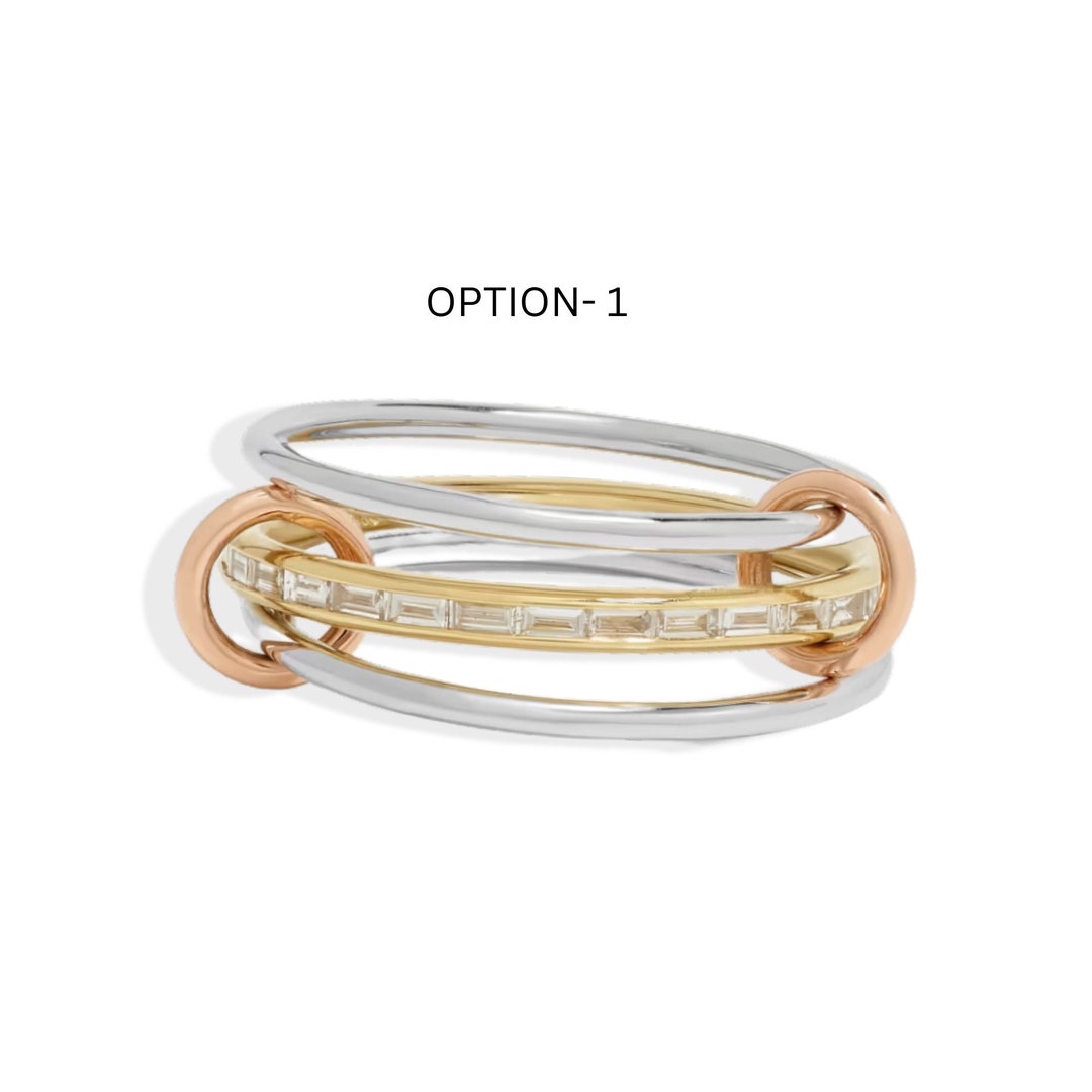 925 Natural Silver and Yellow Multi-band Ring, 925 Silver Multi Connector Band Ring, Topaz Multi ...