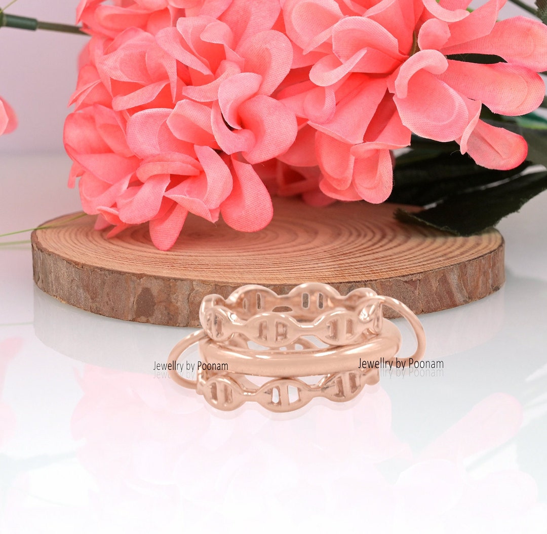 925 Sterling Silver Triple Band Ring: Interlocking Stacking Ring - Etsy