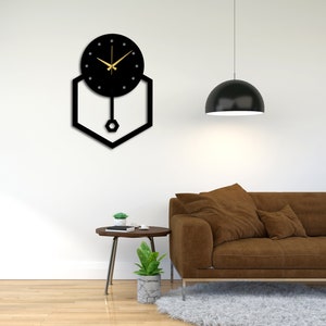 Modern Metal Pendulum Wall Clock, Minimalist Geometric Design - Etsy