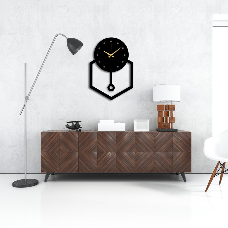 Modern Metal Pendulum Wall Clock, Minimalist Geometric Design - Etsy