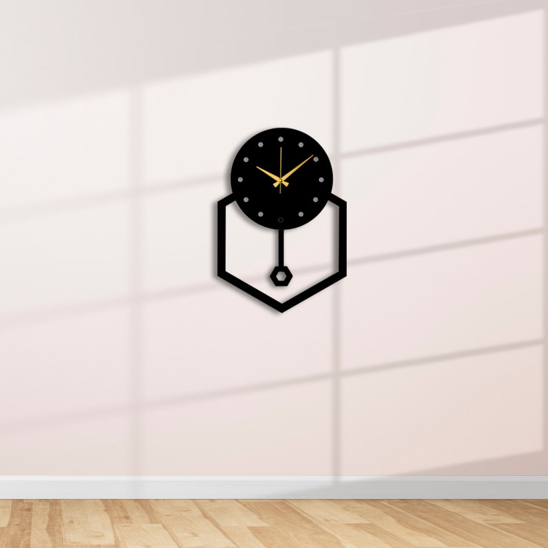 Modern Metal Pendulum Wall Clock, Minimalist Geometric Design - Etsy