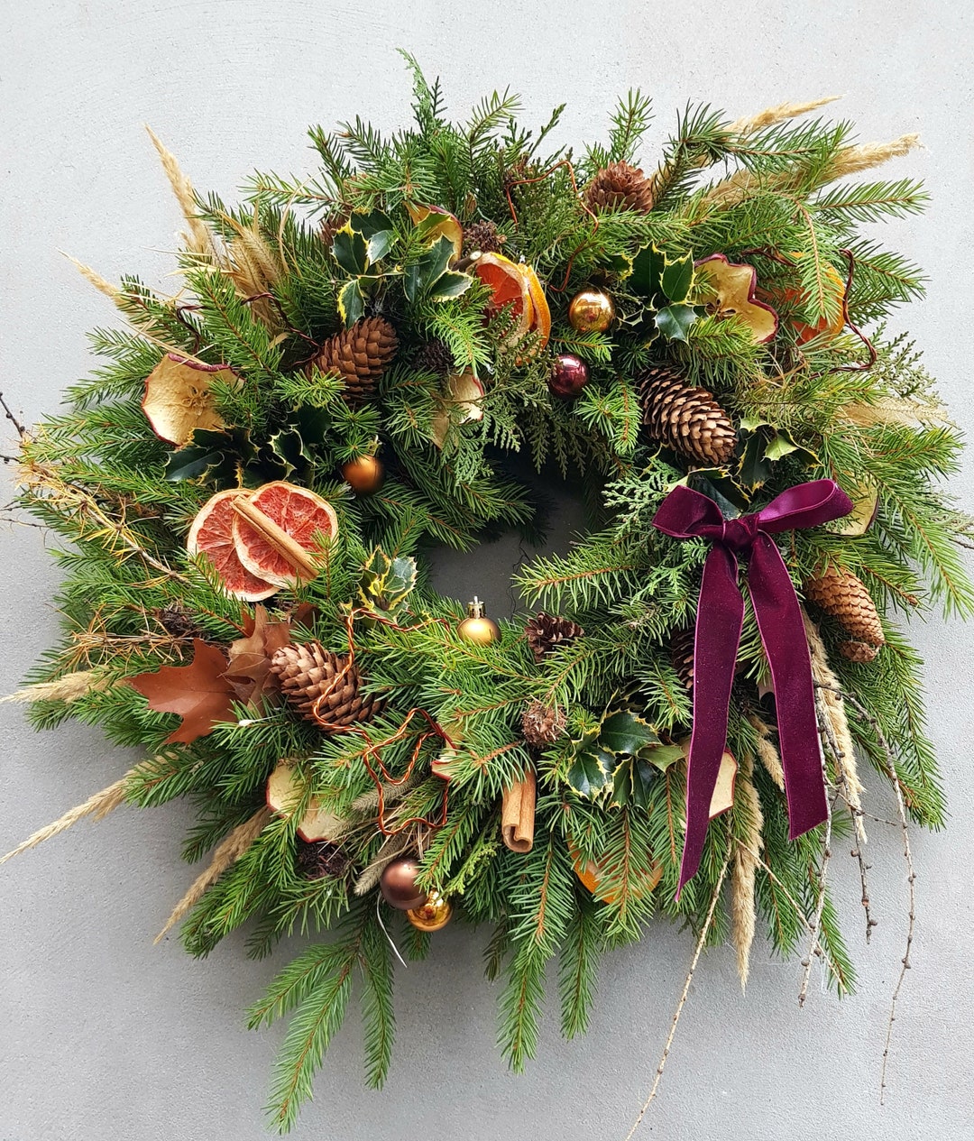 Natural Fresh-cut Christmas Wreath - Etsy