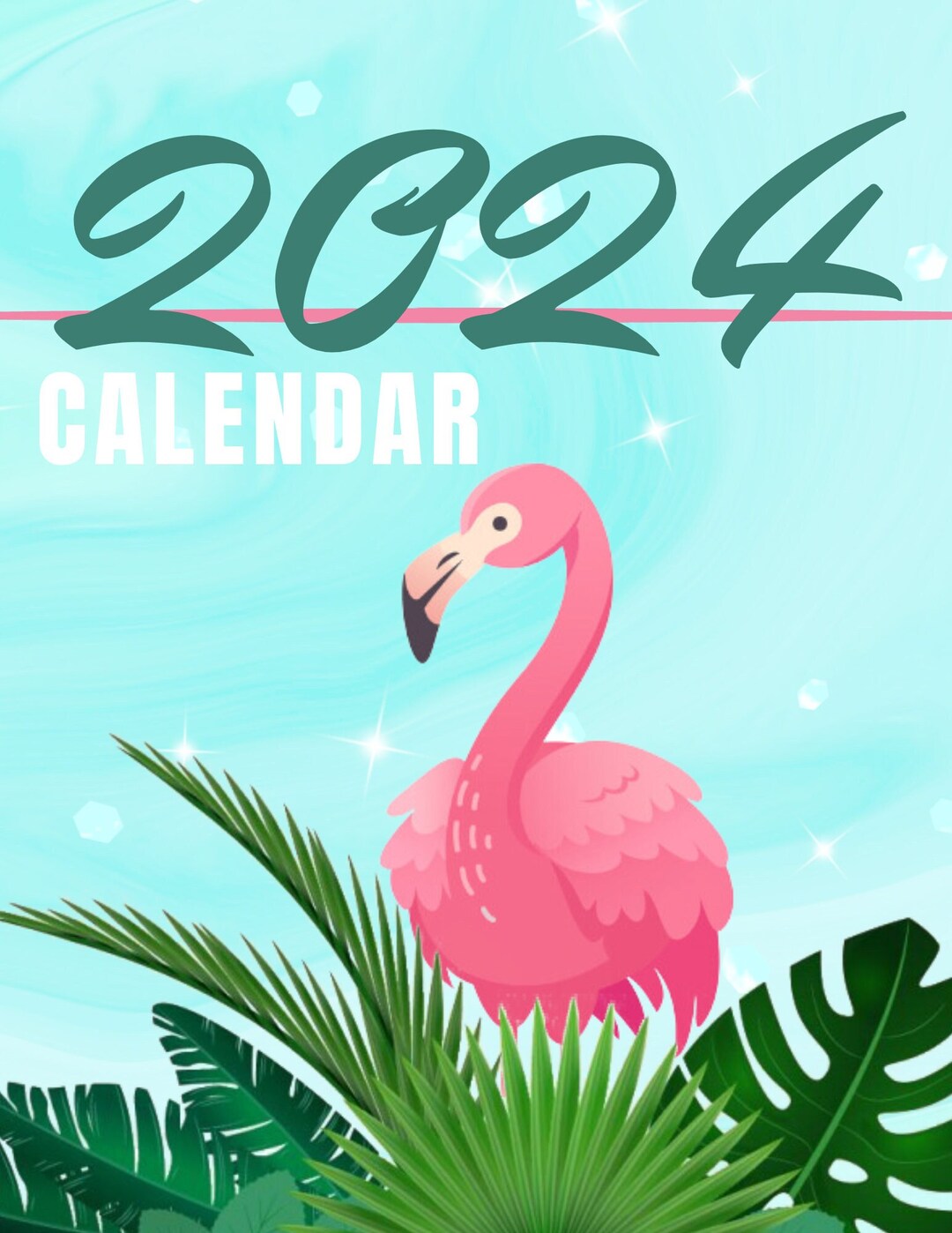 2024 Flamingo Wall Calendar - Etsy