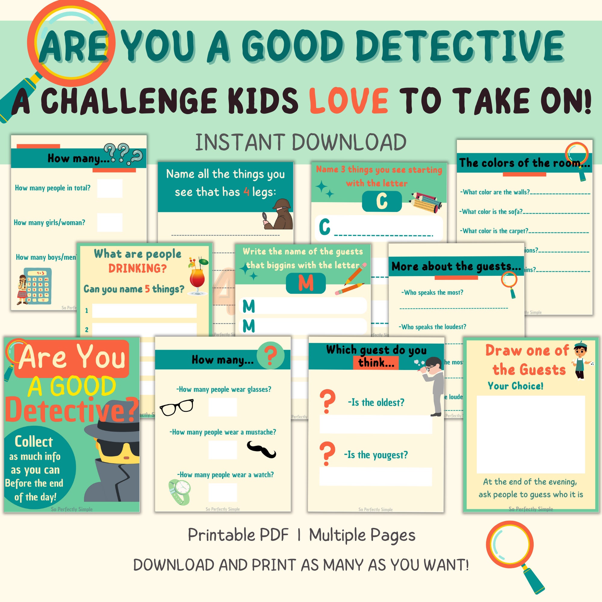 The Are You A Good Detective Activity Sheets Printable - Etsy
