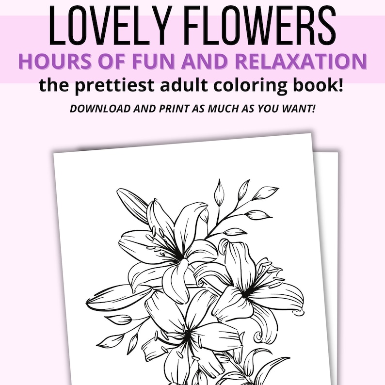 Lovely Flowers Coloring Book - Etsy