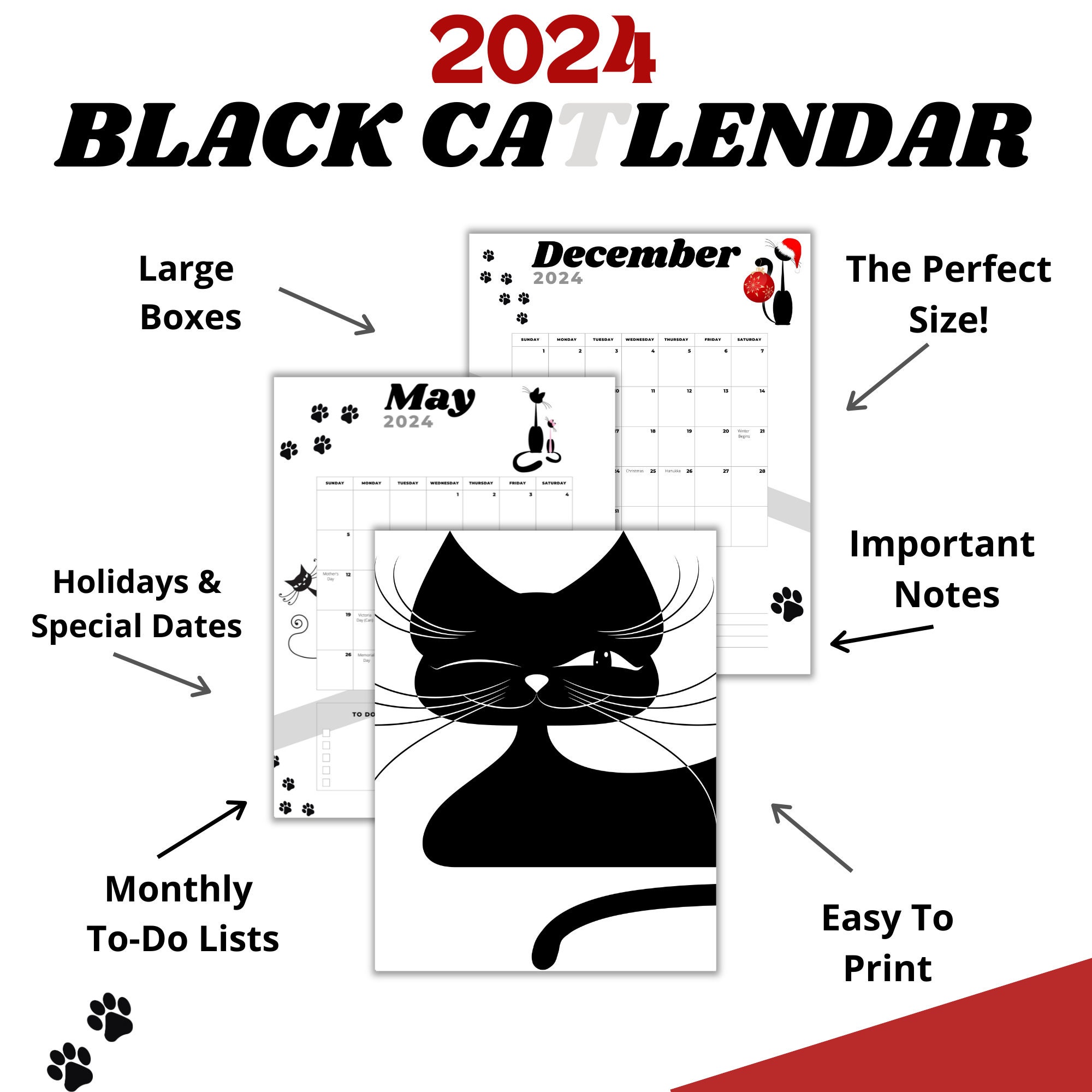 The 2024 Wall Calendar "catlendar" - Etsy