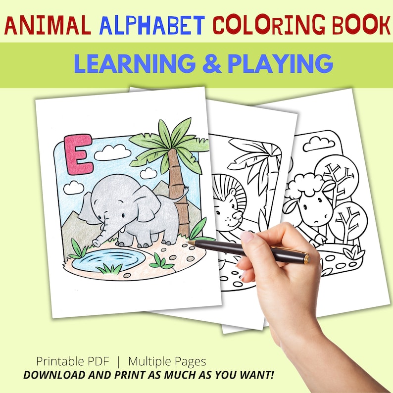 Animal Alphabet Coloring Book - Etsy
