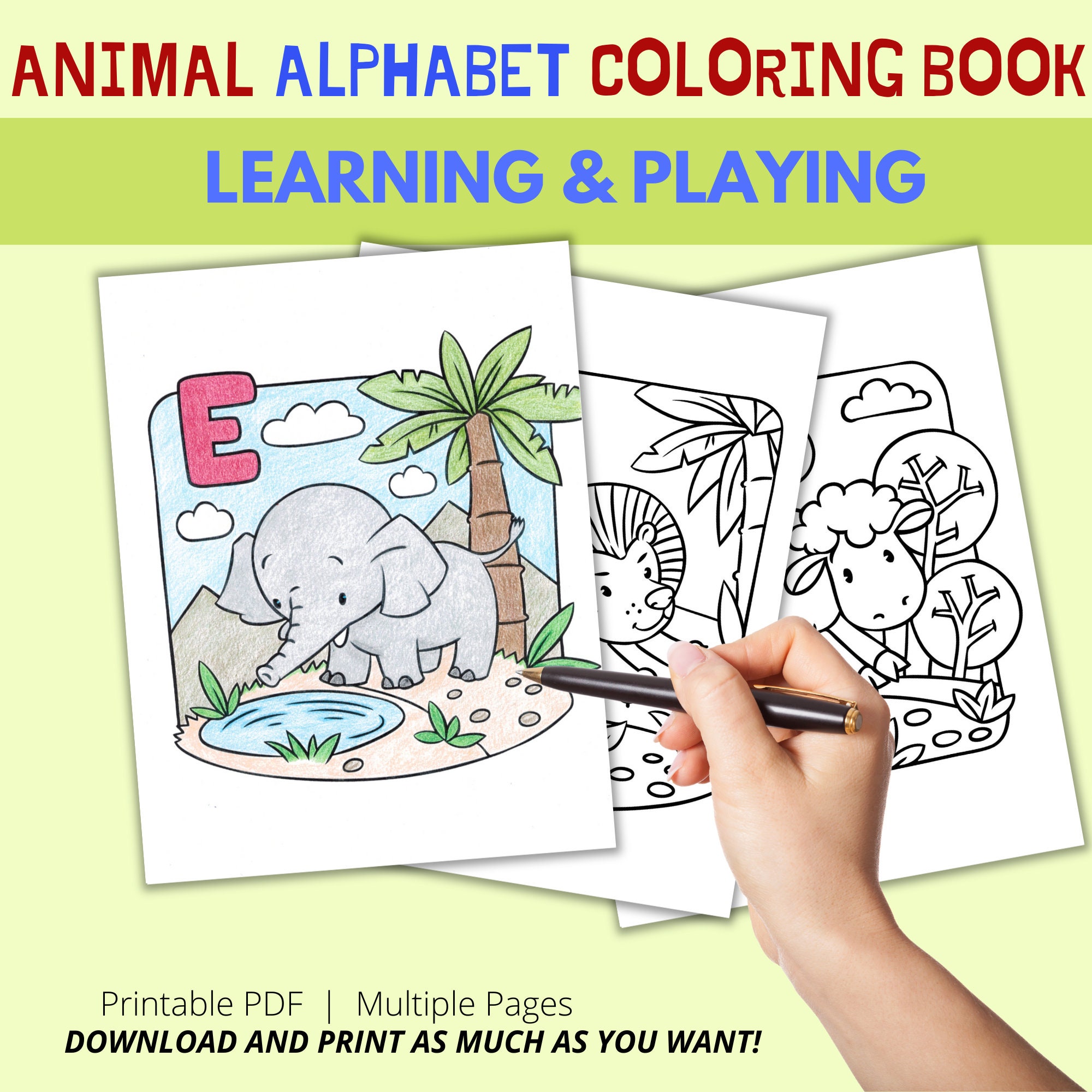 Animal Alphabet Coloring Book - Etsy