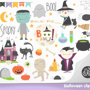 Halloween Clipart, 85 Halloween Elements, Ghost Witch Pumpkin Cat ...