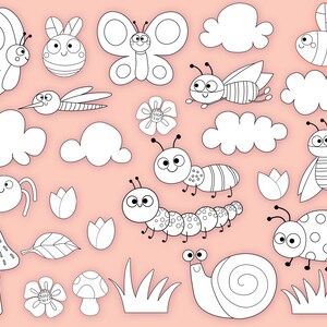 Bugs Digital Stamp, 27 Graphic Elements, Bugs Doodles, Insects Stamps ...