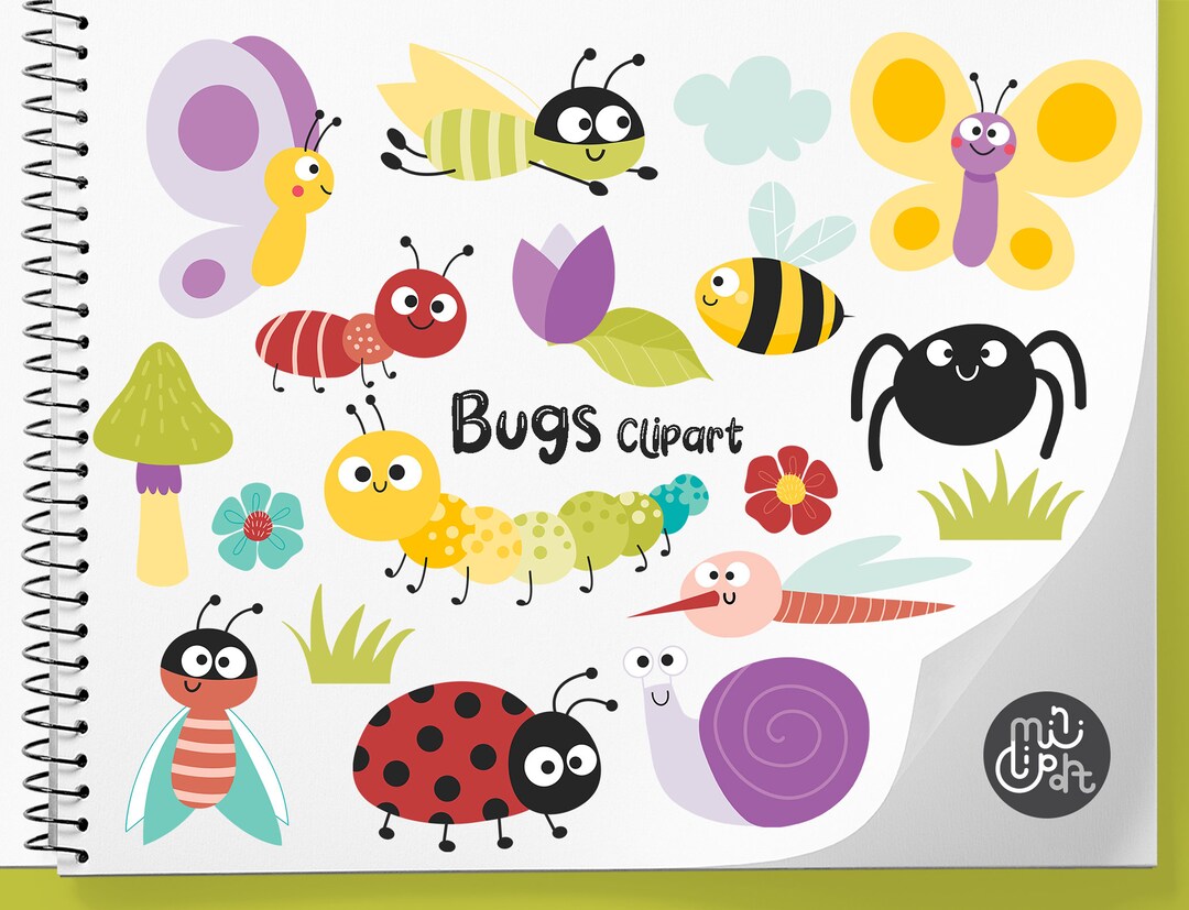 Bugs Clipart, 70 Bugs Elements, Ant, Bee, Ladybug, Butterfly, Spider ...