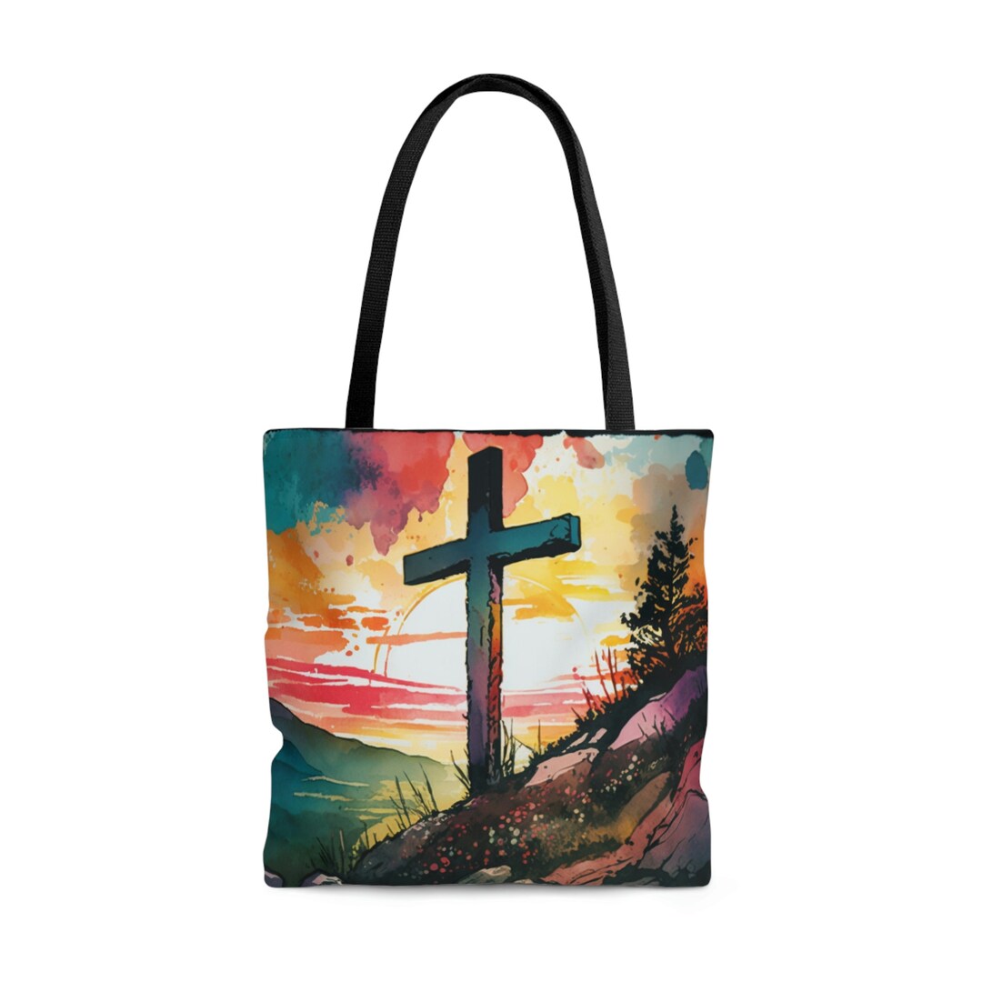 Sunrise Christian Cross Tote Bag - Etsy