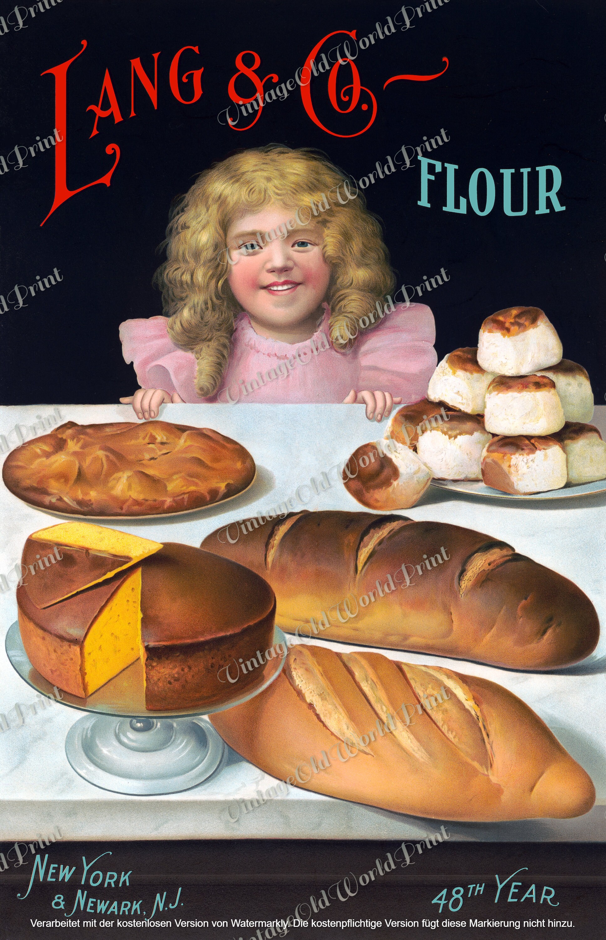 Vintage Kitchen Cake Baking Advertising, Retro Cooking Recipes, Dessert ...