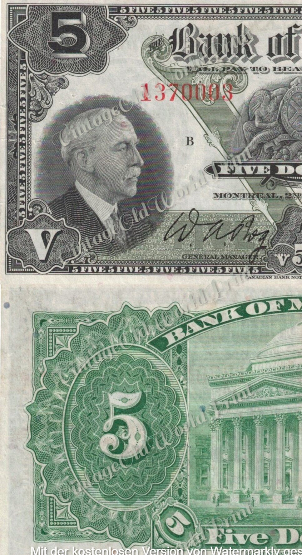 1930s Five Dollars Bank Note DIGITAL Printable Antique Banknotes, Old ...