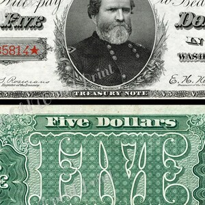 Antique Banknotes 1890 "five Dollar" USA Bank Note Old Money, Junk ...