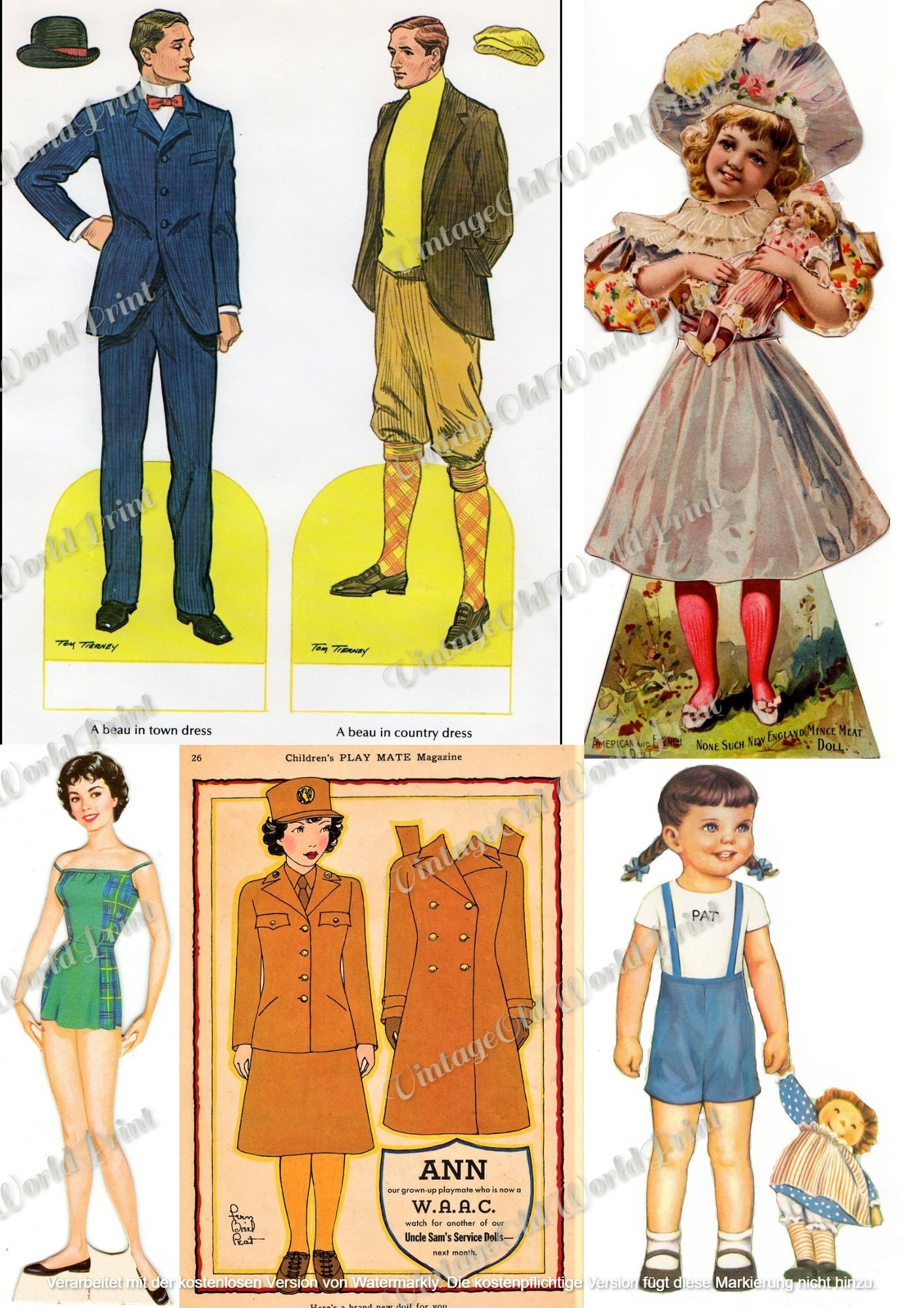 Vintage Paper Dolls Advertising Digital Clip-art 64 Images, Vintage ...