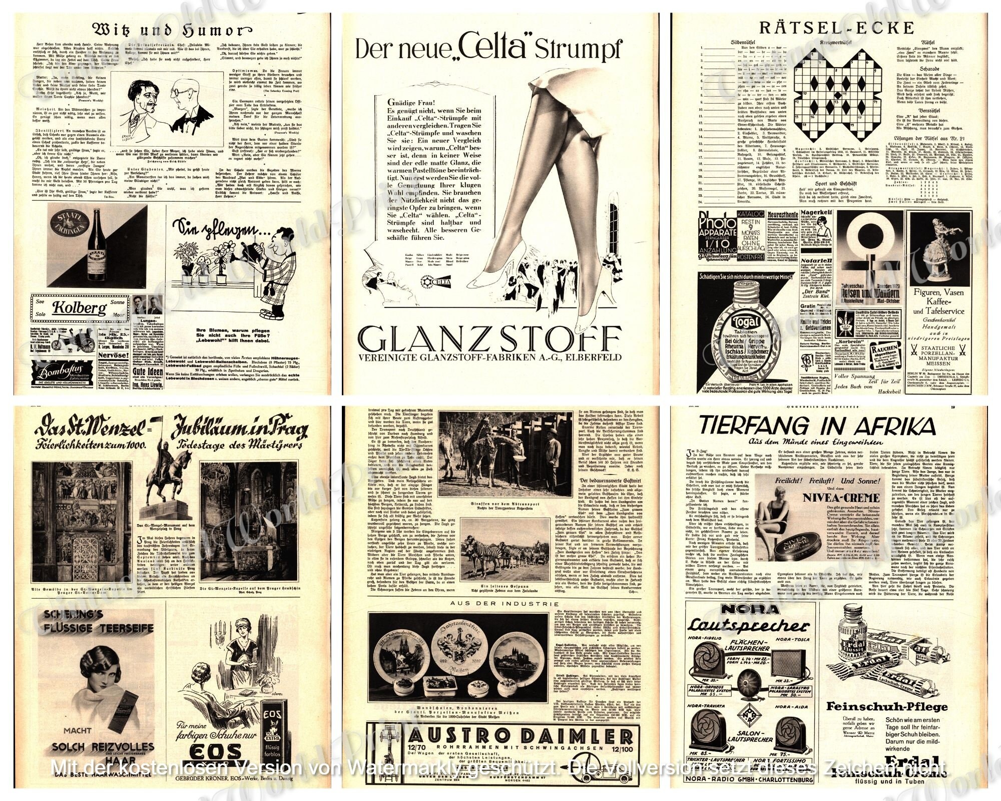 Old Germany Newspaper Magazine Download, 1929 Rare Vintage "hackebeils ...