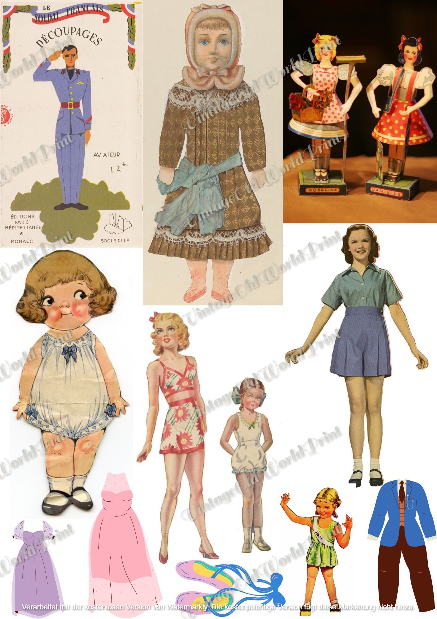 Vintage Paper Dolls Advertising Digital Clip-art 64 Images, Vintage ...