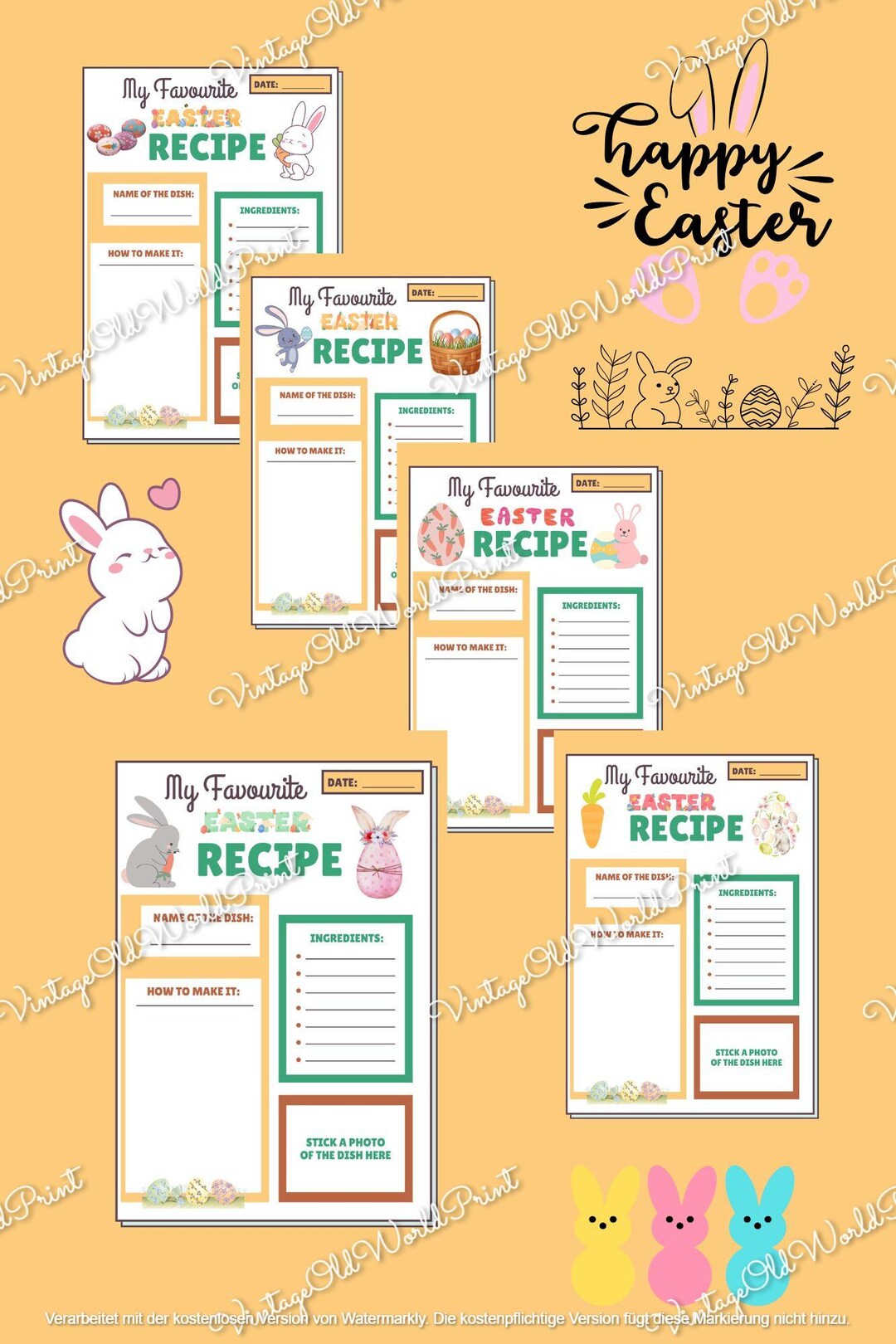 Easter Recipe Cards, Printable Recipe Card Template, Easter Déco ...