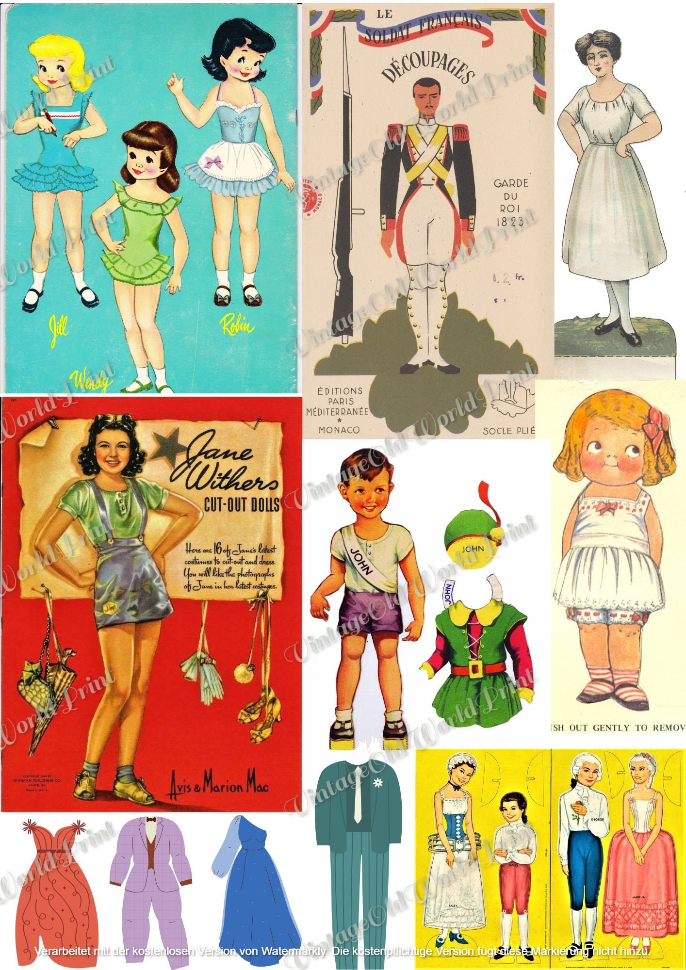 Vintage Paper Dolls Advertising Digital Clip-art 64 Images, Vintage ...