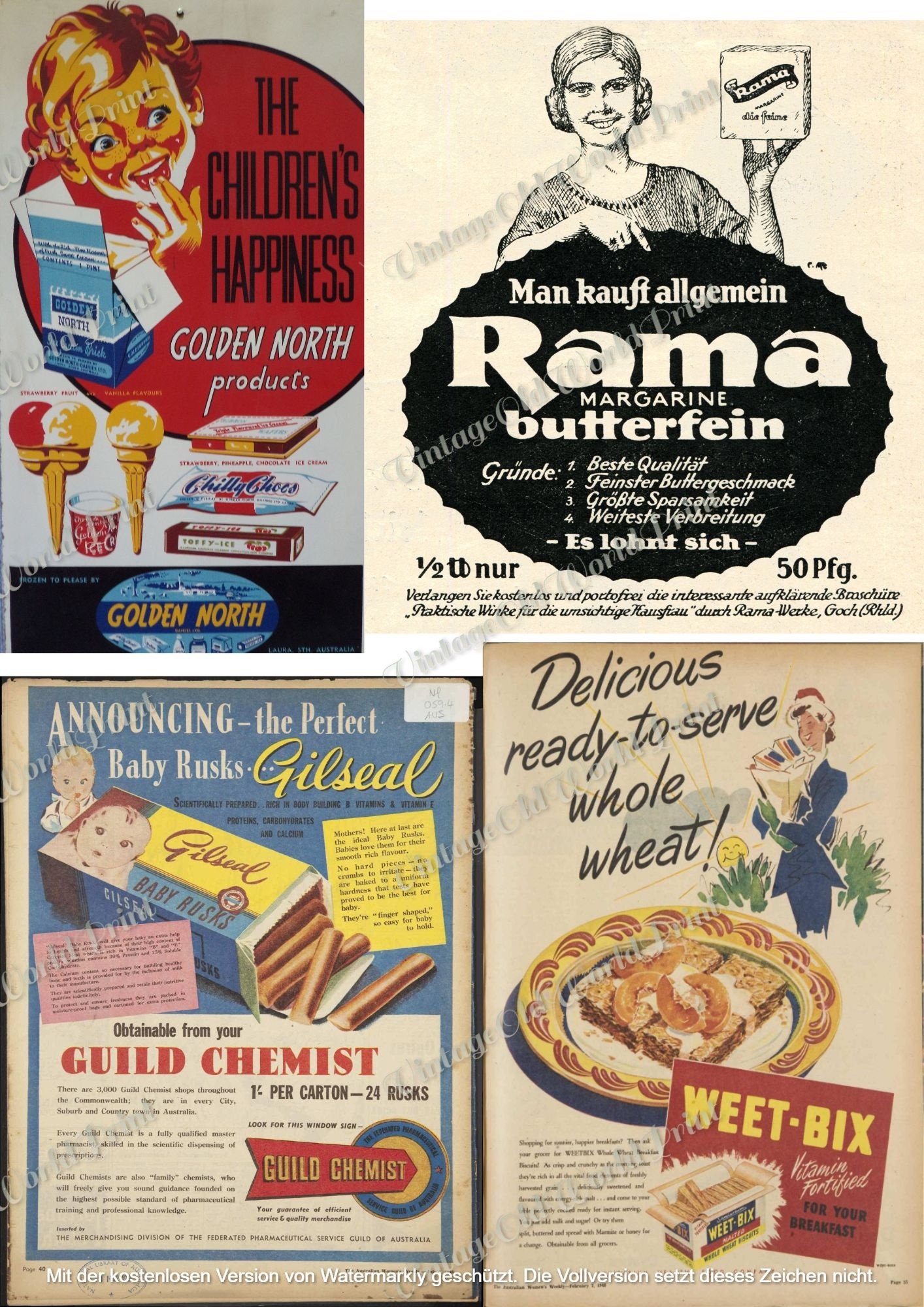 30 Images Vintage Food Advertising EPHEMERA, Retro Dishes Kitchen ...