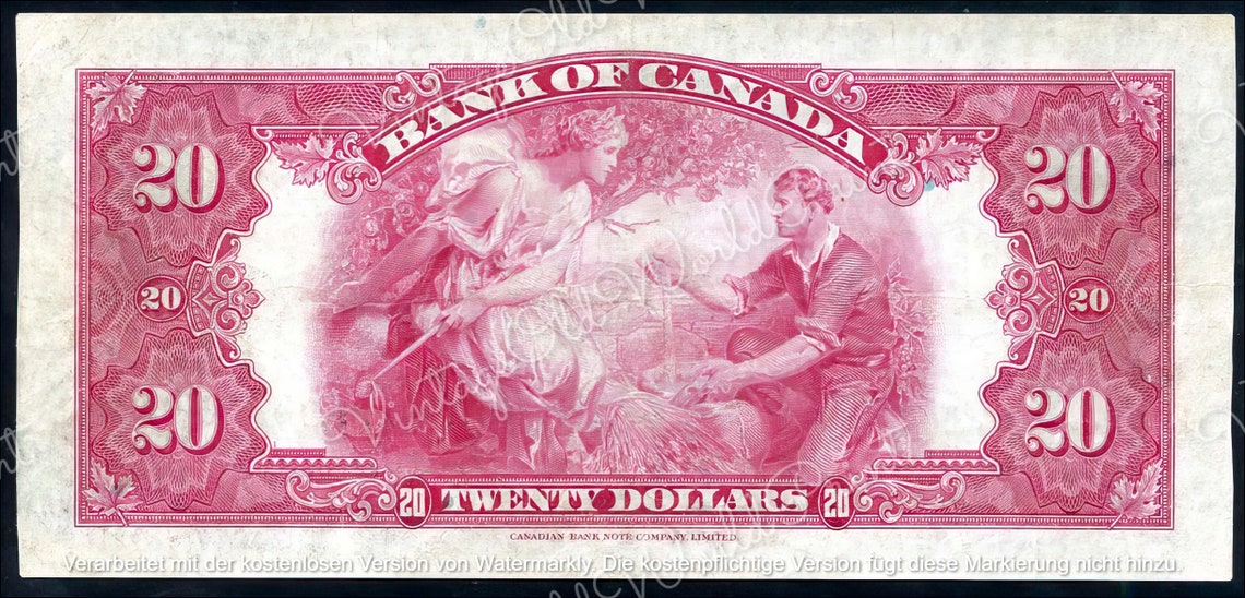 Canada 20 Dollars 1935, CANADIAN PAPER MONEY Banknote, Digital Old ...