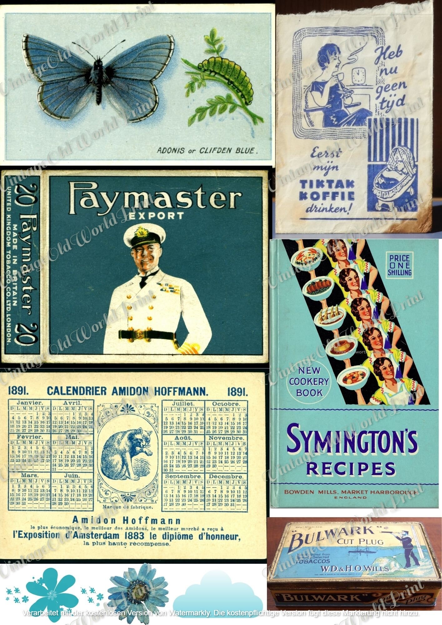 Antique Digital Clip-art Images, Vintage Advertising Nostalgia in BLUE ...