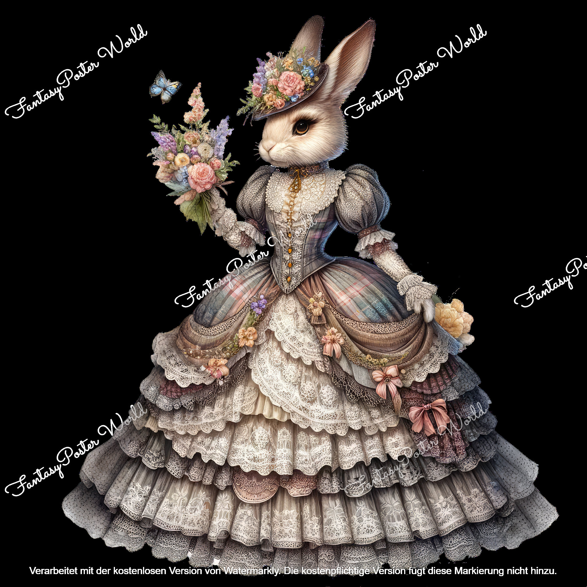 Easter Victorian Bunnies Clipart Digital, Printable Vintage Rabbit Clip ...
