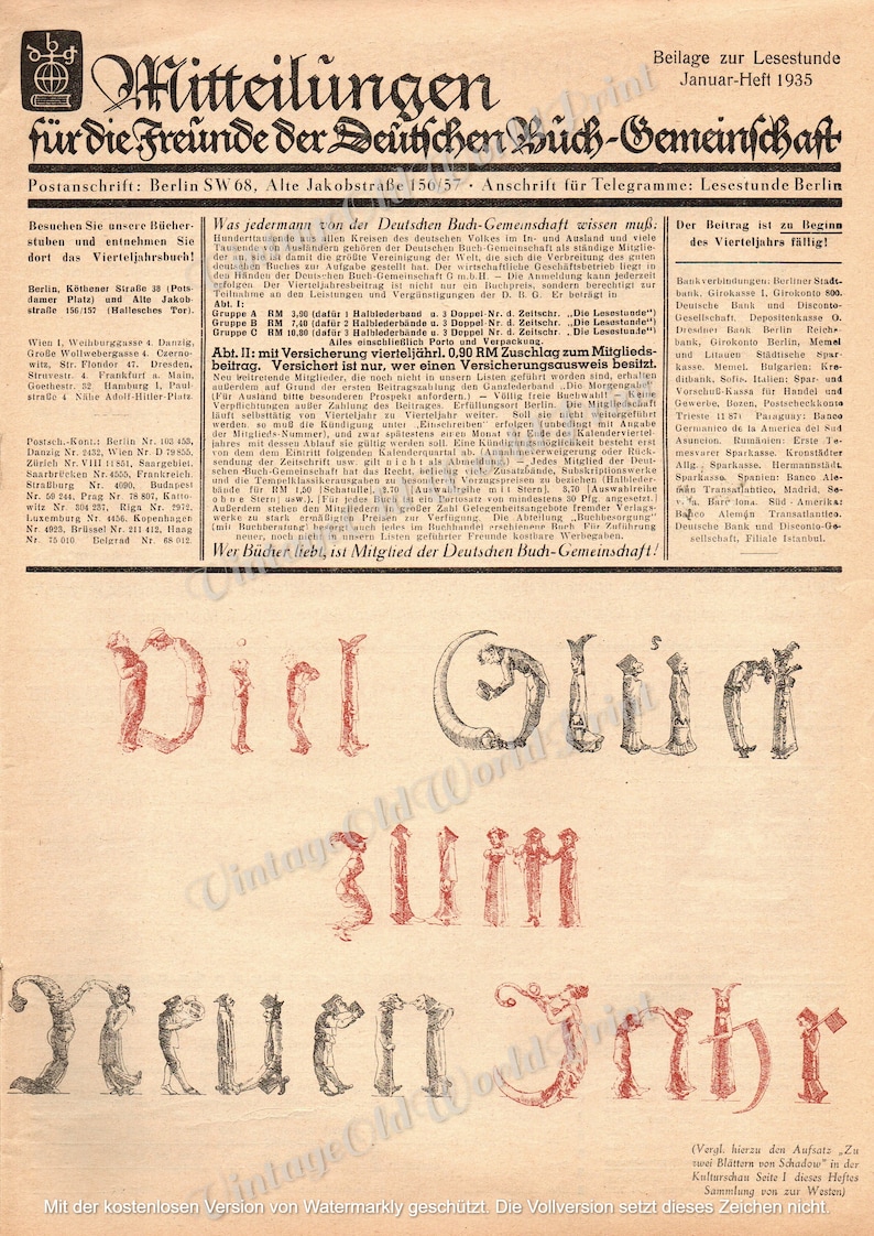 Old German Text, Vintage Magazine Pages 1935 Germany, Scrapbooking ...