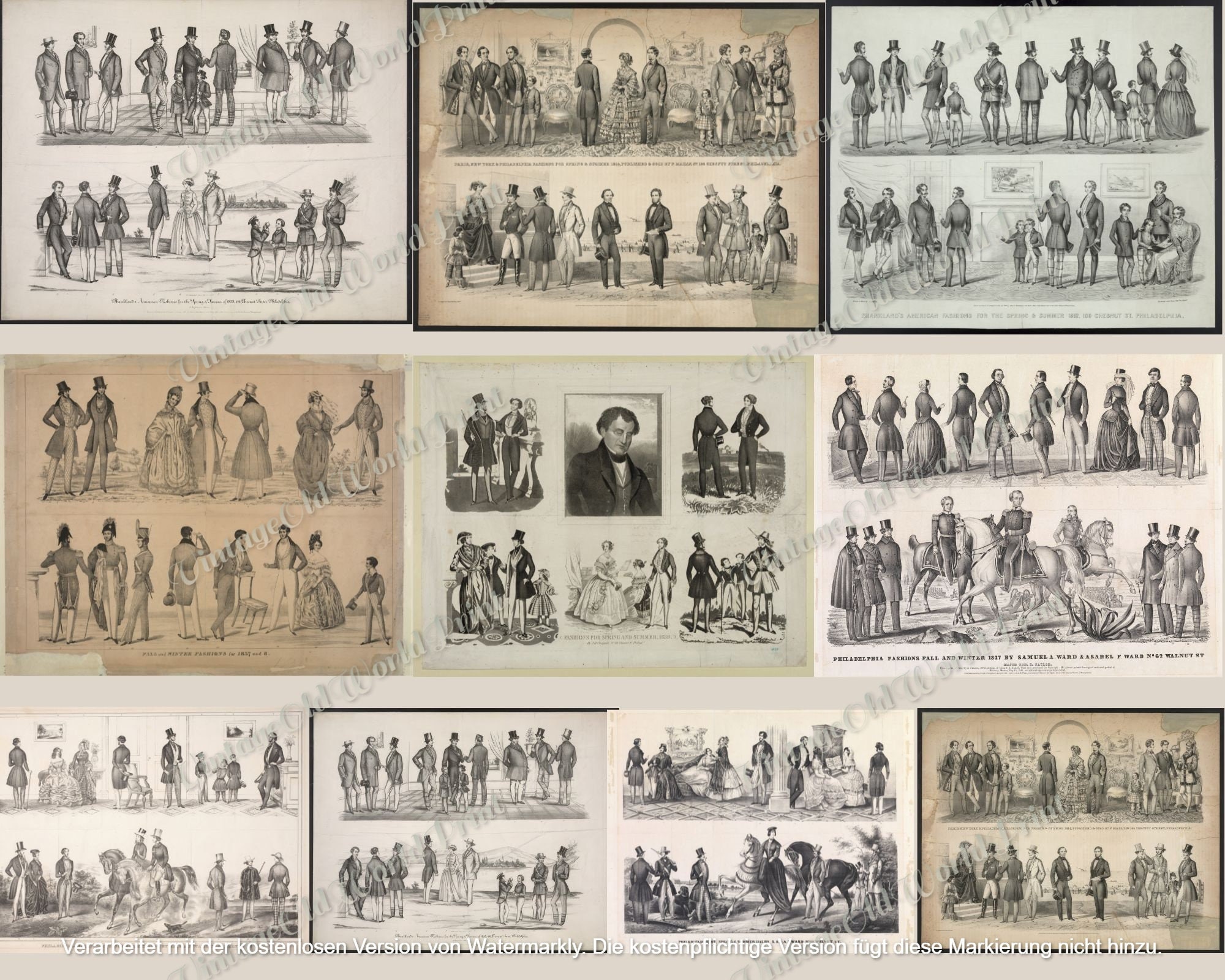 Men's Fashion Vintage Posters 1800s, 10 Files All Around Gentlemen Digital Download Printable ...