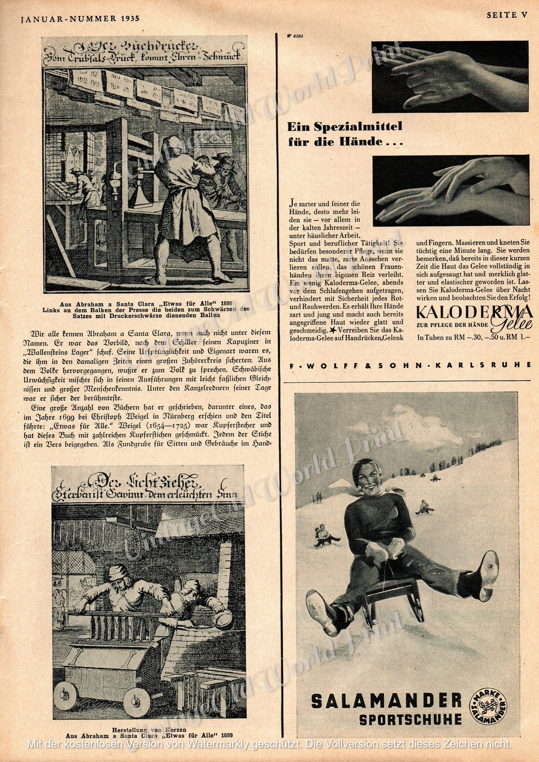 Old German Text, Vintage Magazine Pages 1935 Germany, Scrapbooking ...