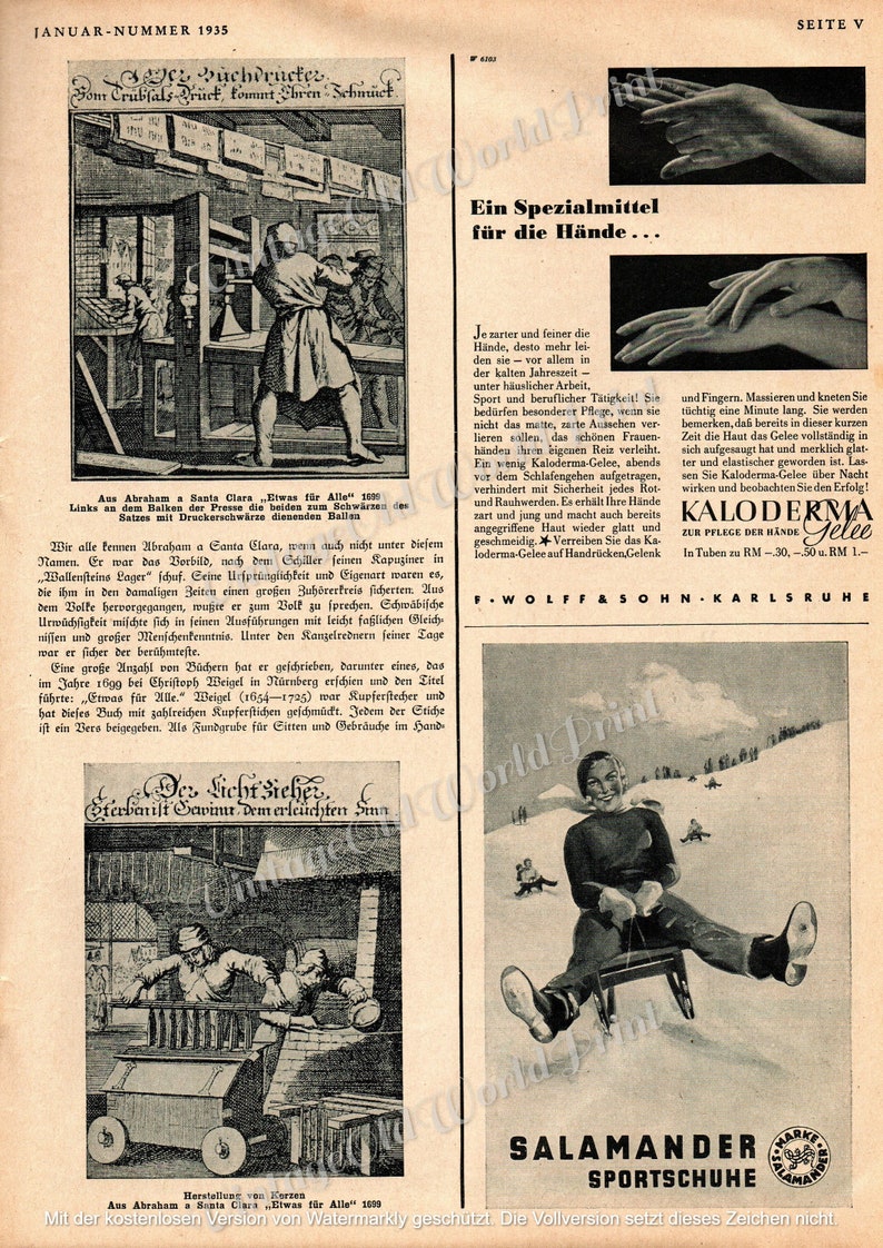 Old German Text, Vintage Magazine Pages 1935 Germany, Scrapbooking ...