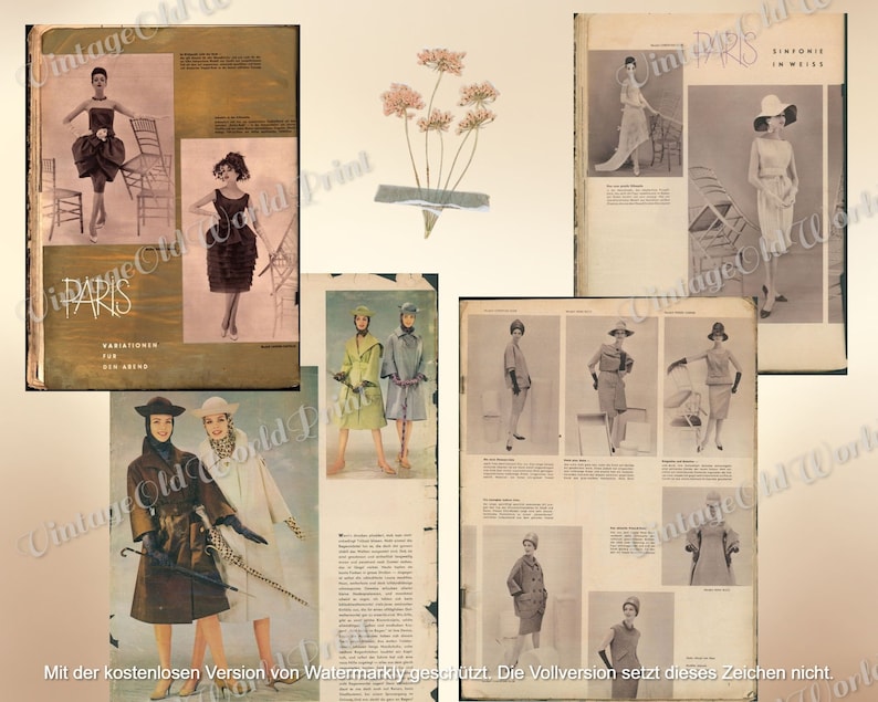 German Fashion Magazine Newspaper Digital Download, 7 Sheets 1950 Rare ...