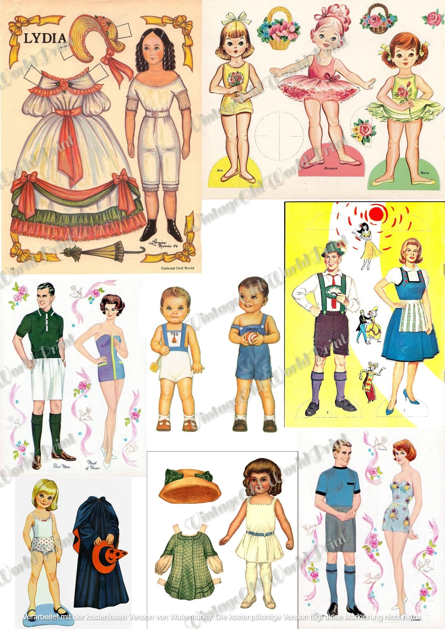 Vintage Paper Dolls Advertising Digital Clip-art 64 Images, Vintage ...