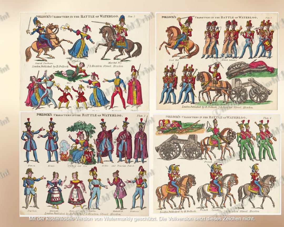Papercraft Antique Battle of Waterloo Printable, 24 Sheets of Soldiers ...