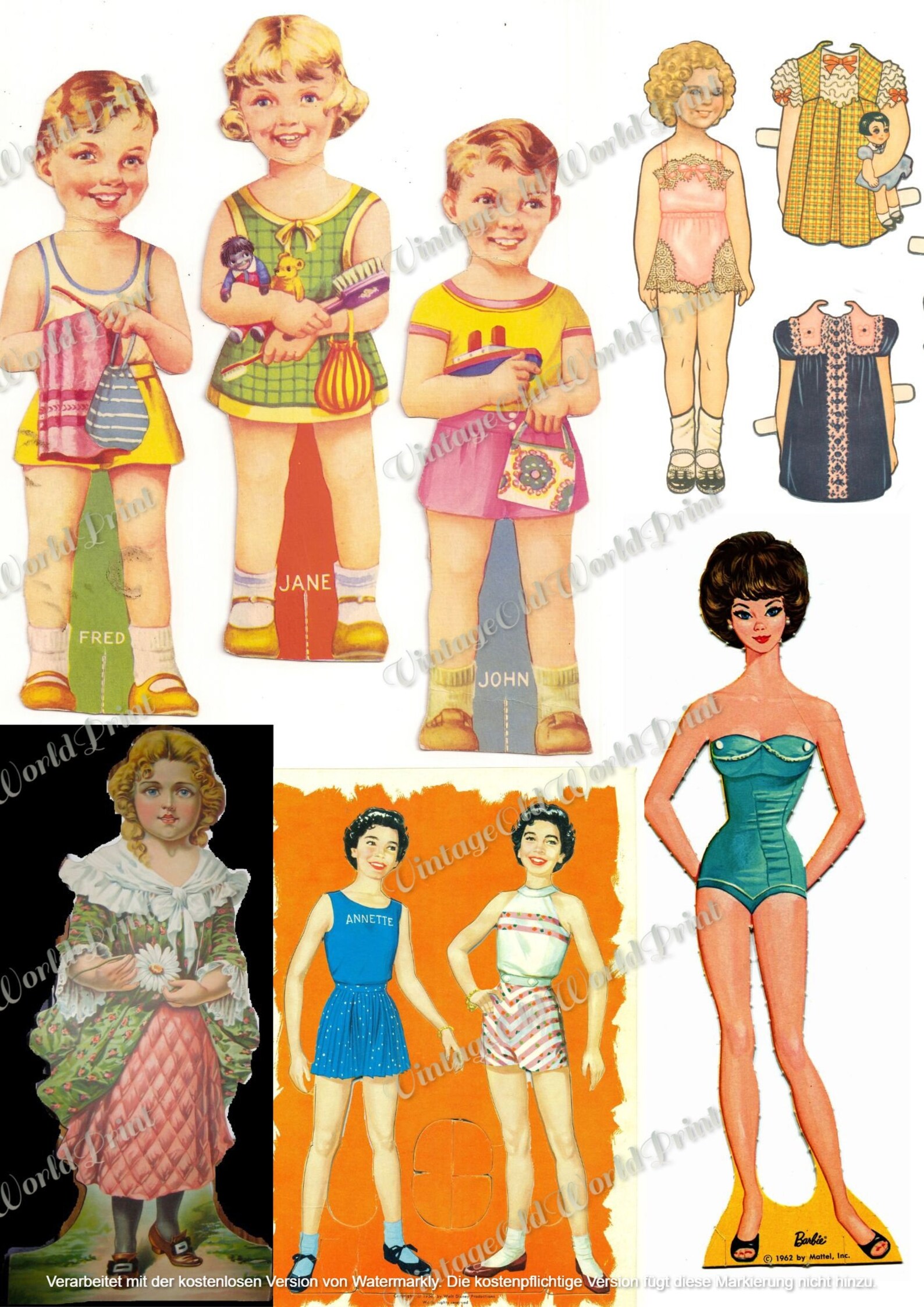 Vintage Paper Dolls Advertising Digital Clip-art 64 Images, Vintage ...
