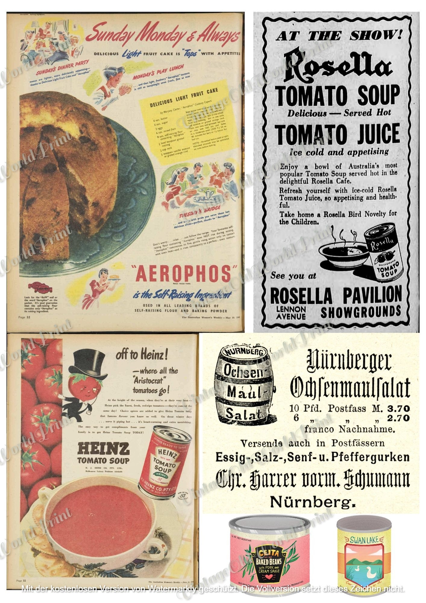 30 Images Vintage Food Advertising EPHEMERA, Retro Dishes Kitchen ...