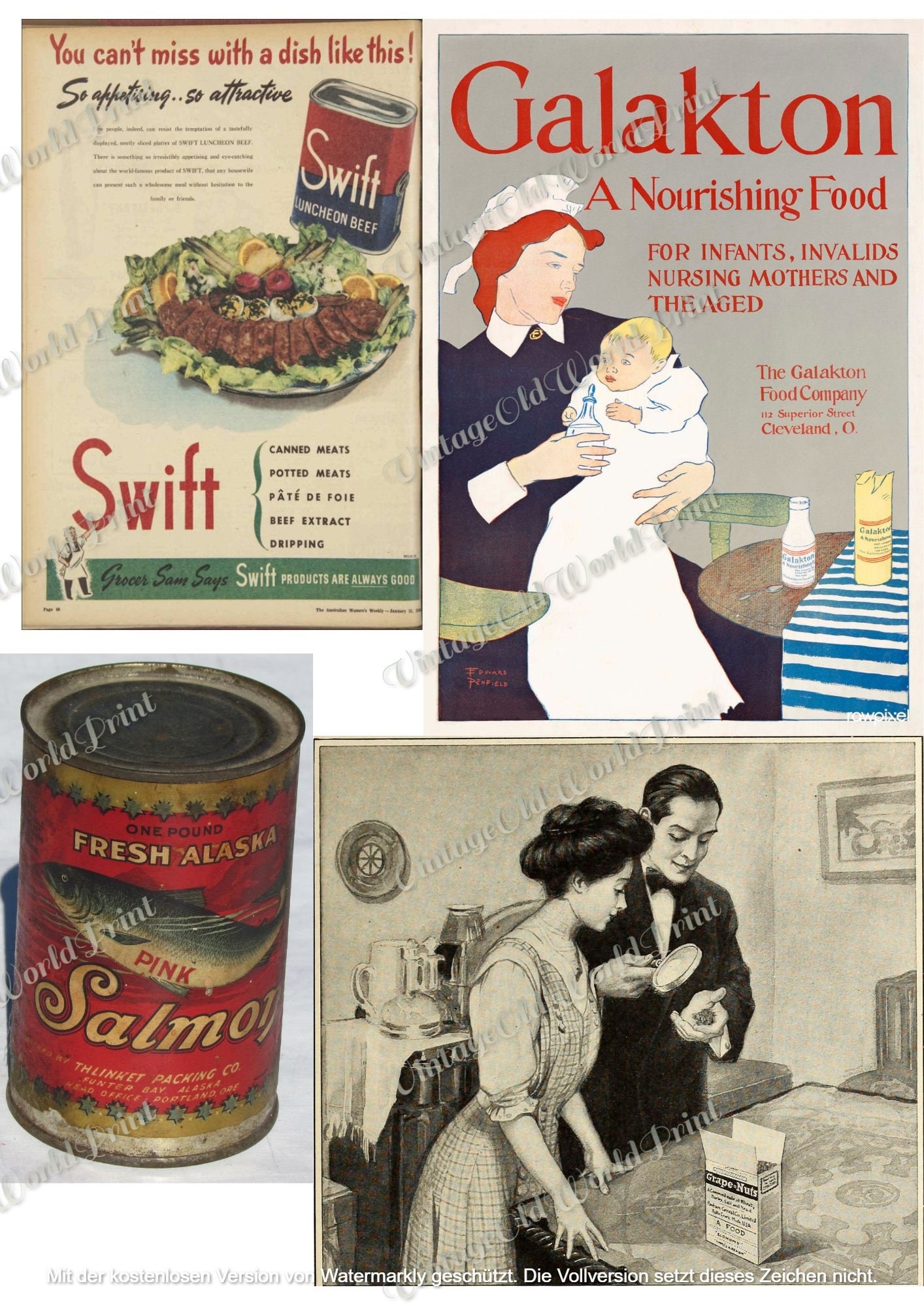 30 Images Vintage Food Advertising EPHEMERA, Retro Dishes Kitchen ...