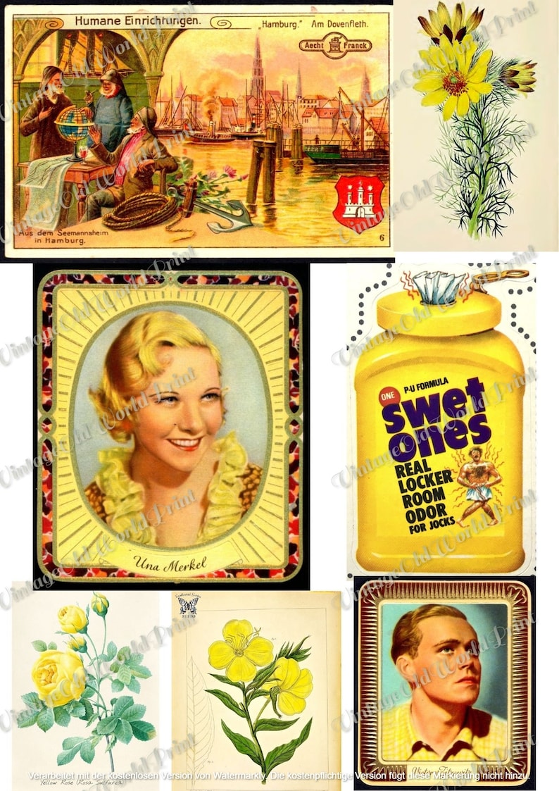 Vintage Advertising Images Nostalgia in YELLOW Printable Junk Journal ...